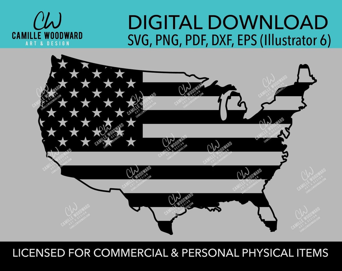 American Flag SVG, United States Map - Digital Download – Camille ...