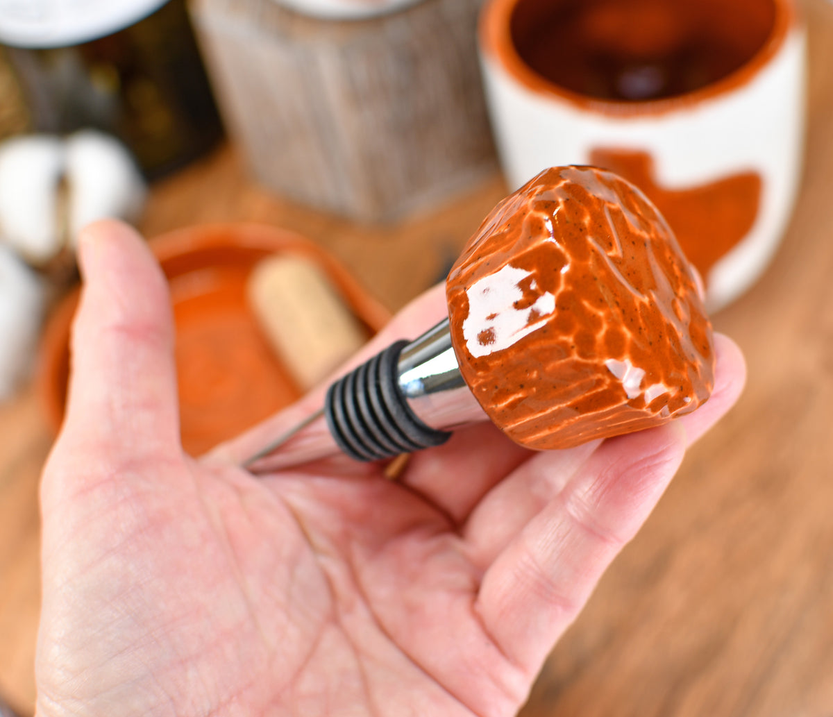 Wine Bottle Stoppers - Handmade Stoneware Wine Lover Gift – Camille ...