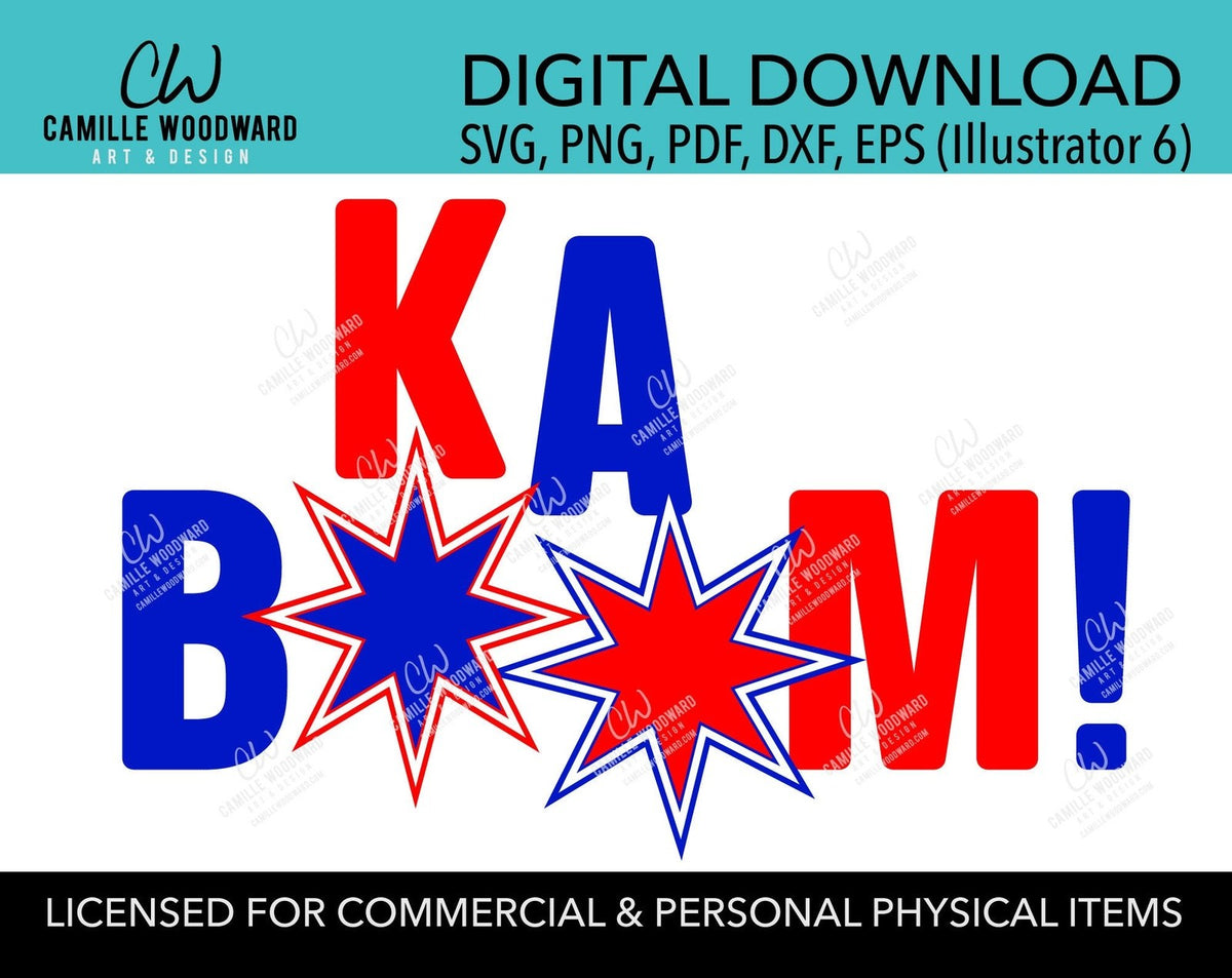 4th of July, USA KaBOOM! Fireworks SVG - Digital Download – Camille ...
