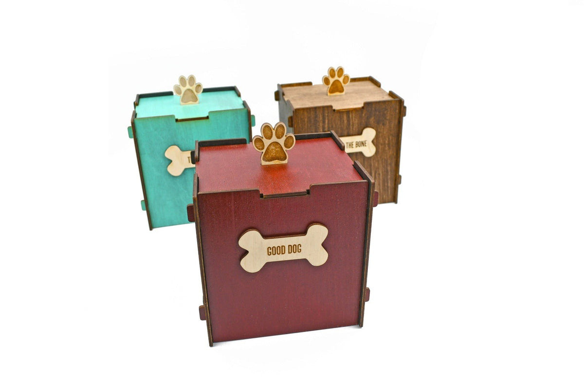 Pet Treat Box for Dog or Cat - Hand Crafted, Hand-Painted, Laser Cut ...